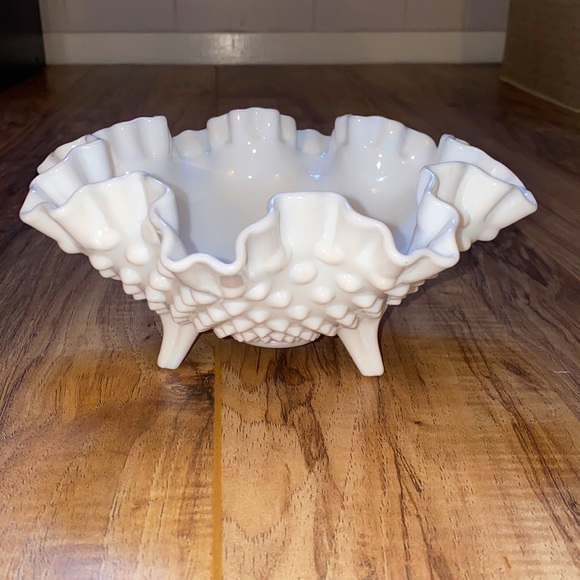 Fenton | Dining | Vintage Fenton Ruffle Hobnail Bowl | Poshmark